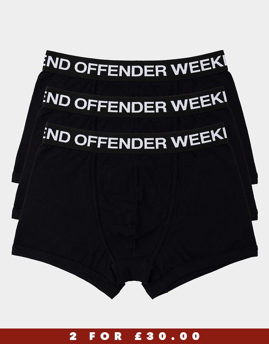 Weekend Offender 3 Pack Boxers Black - Terraces Menswear