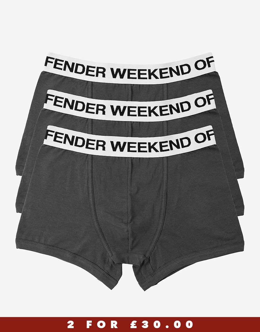 Weekend Offender 3 Pack Boxers Dark Charcoal - Terraces Menswear