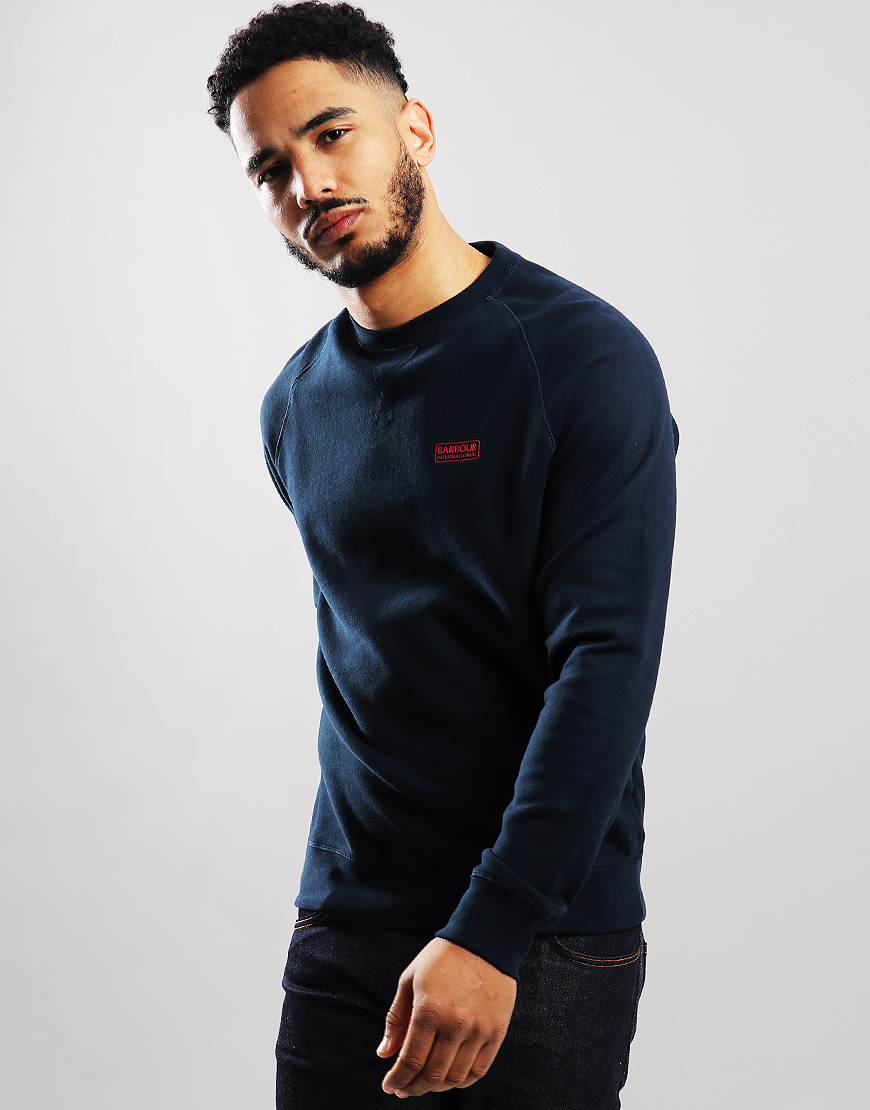 Barbour International Essential Crew Sweat Navy - Terraces Menswear